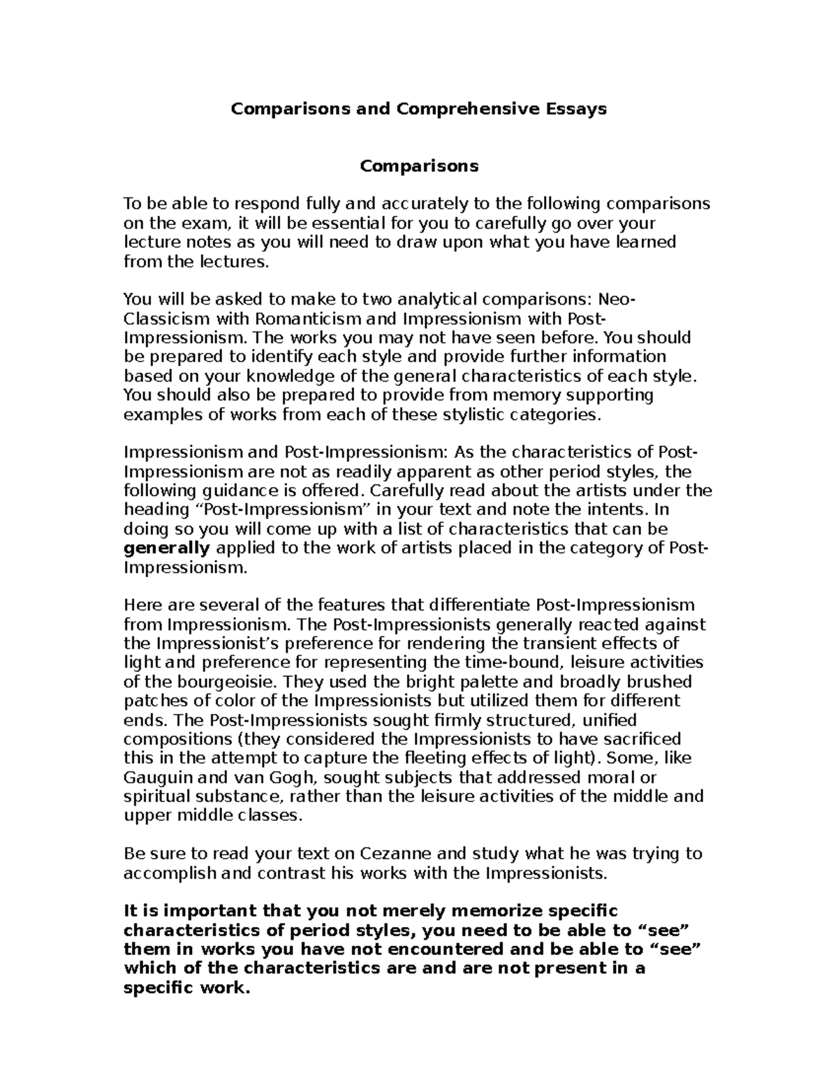 Final Exam Essays 2023-1 - Comparisons and Comprehensive Essays ...