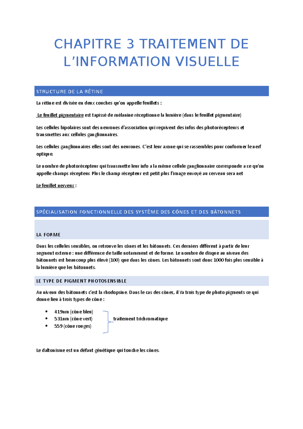 Td 2 - l2 td numero 2 - CHAPITRE 3 TRAITEMENT DE L’INFORMATION VISUELLE ...