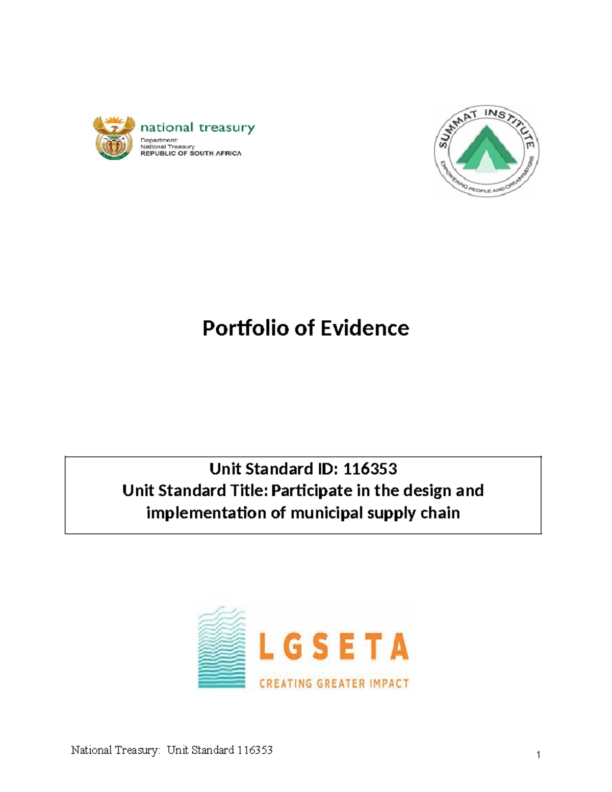 Makajack Guide US 116353 V1 mv - Portfolio of Evidence Unit Standard ID ...