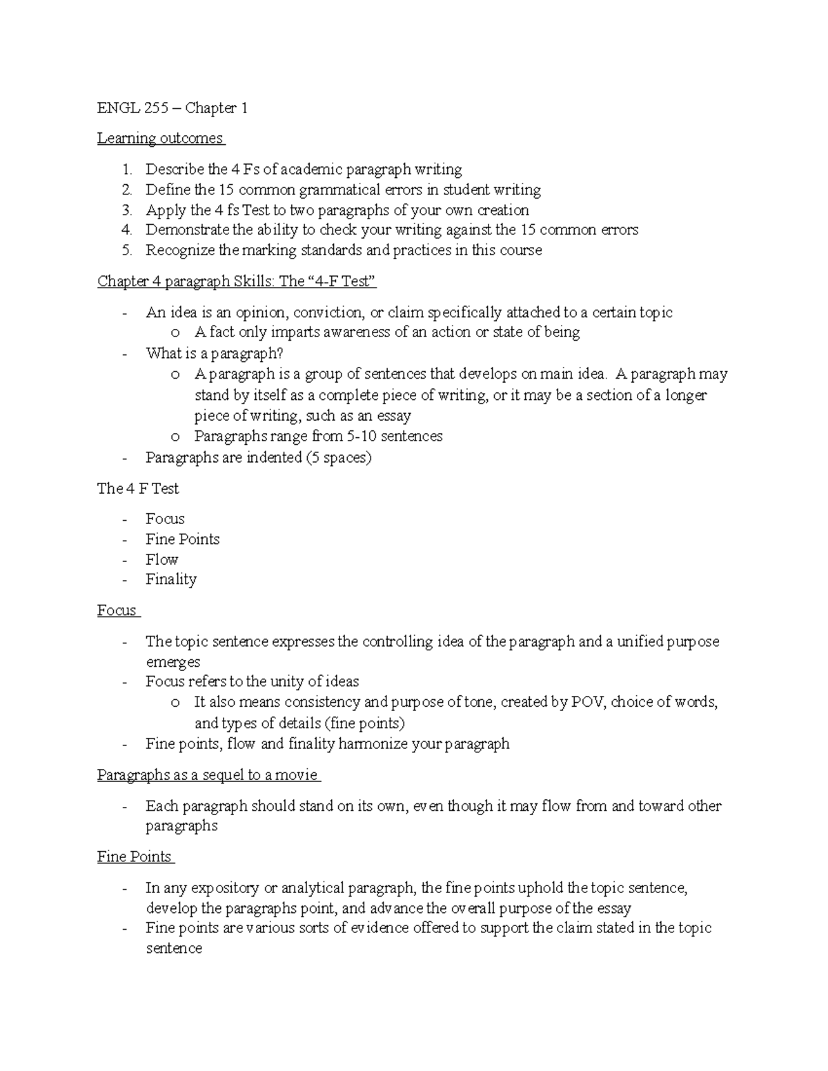 ENGL 255 Unit 1 - Unit 1 Notes - ENGL 255 – Chapter 1 Learning outcomes ...