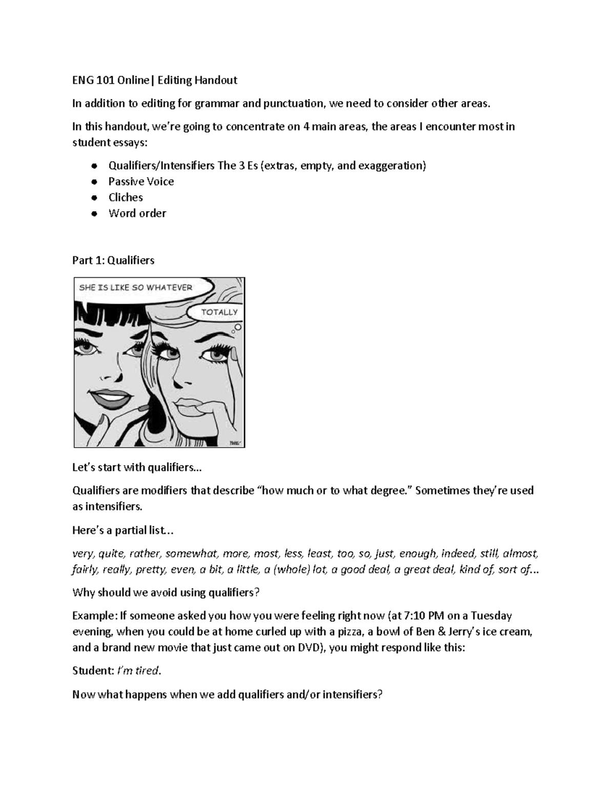 ENG101 Online Editing Handout - ENG 101 Online| Editing Handout In ...