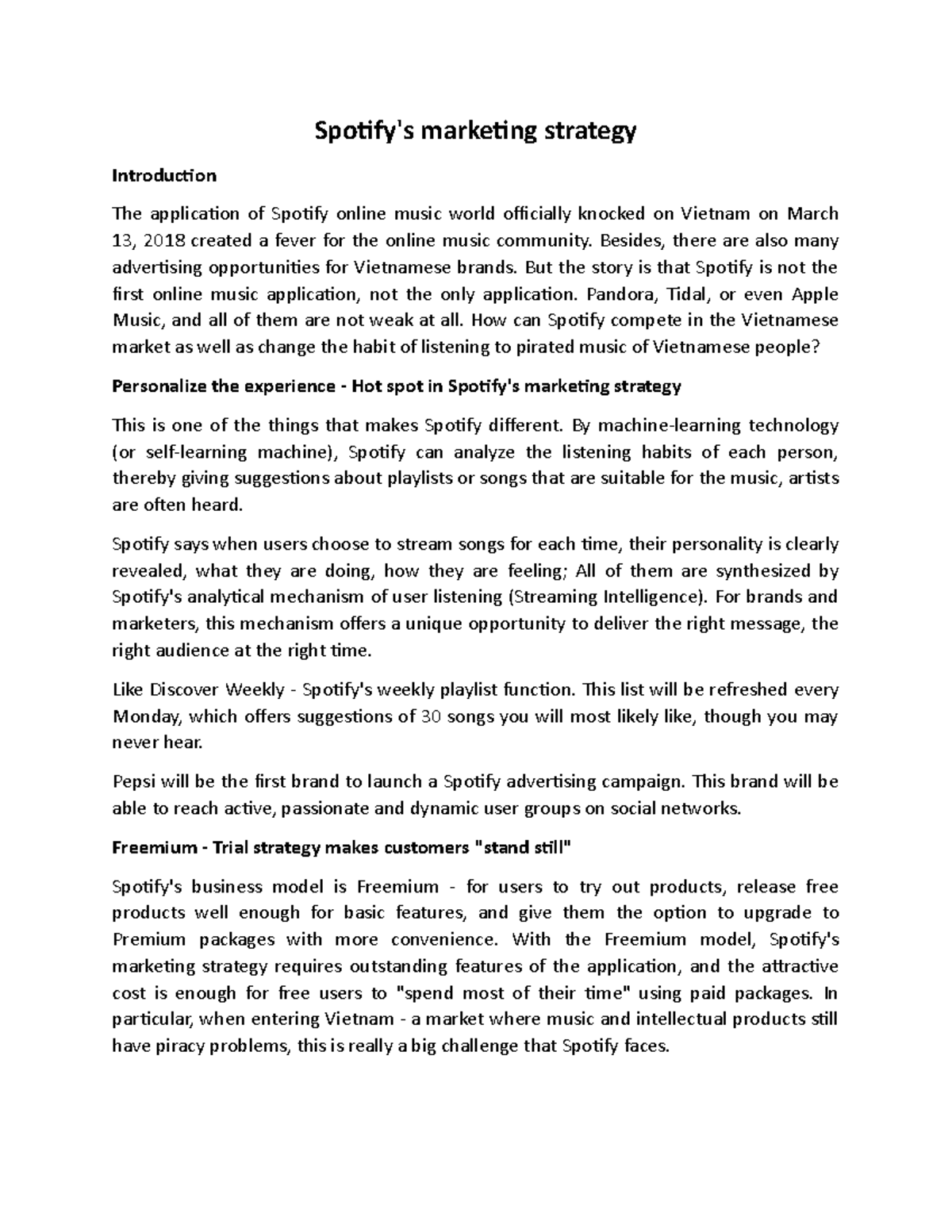 Spotify's marketing strategy - Spotify's marketing strategy ...