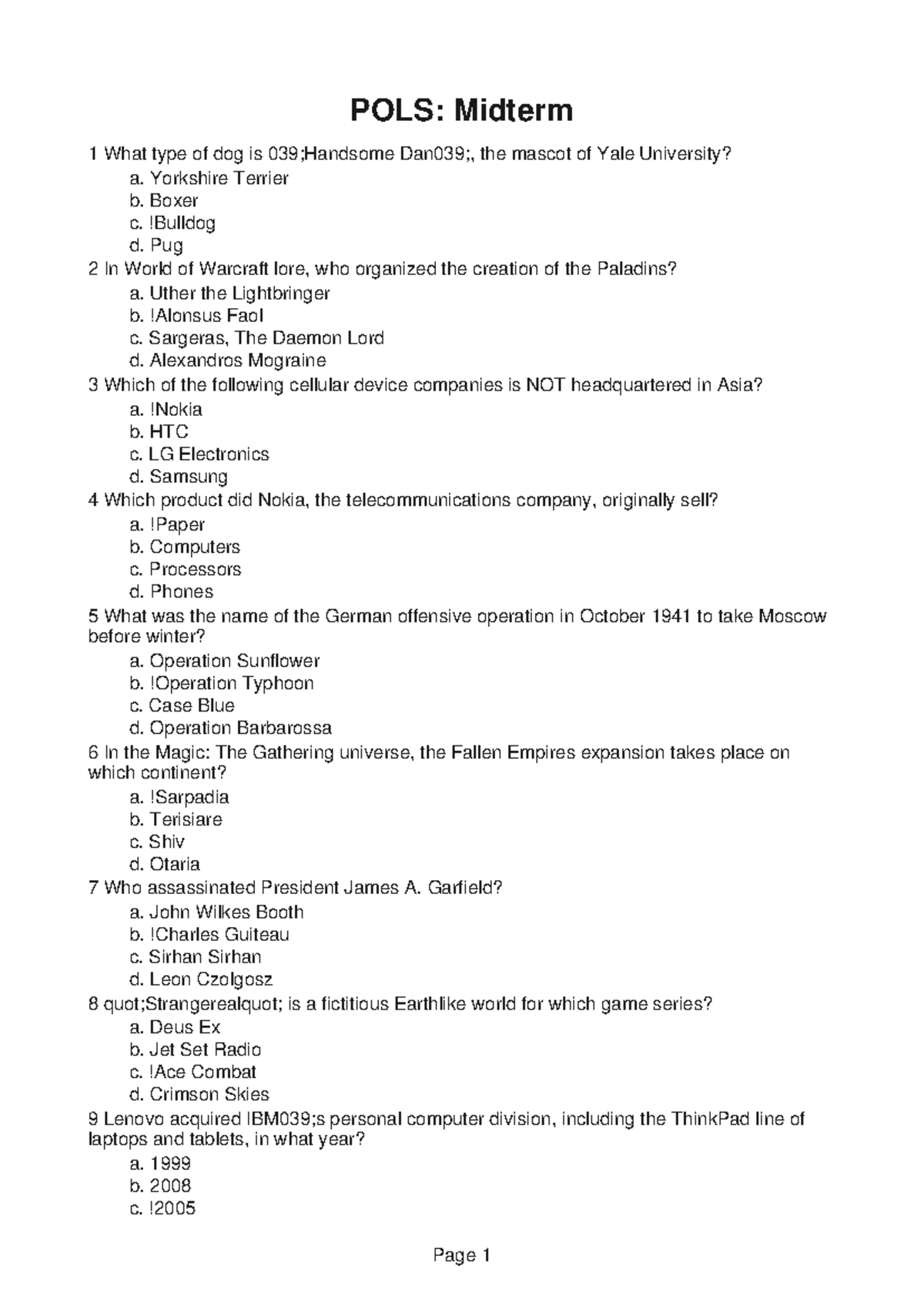POLS345 Powerpoint 8 - POLS: Midterm 1 What type of dog is 039;Handsome ...