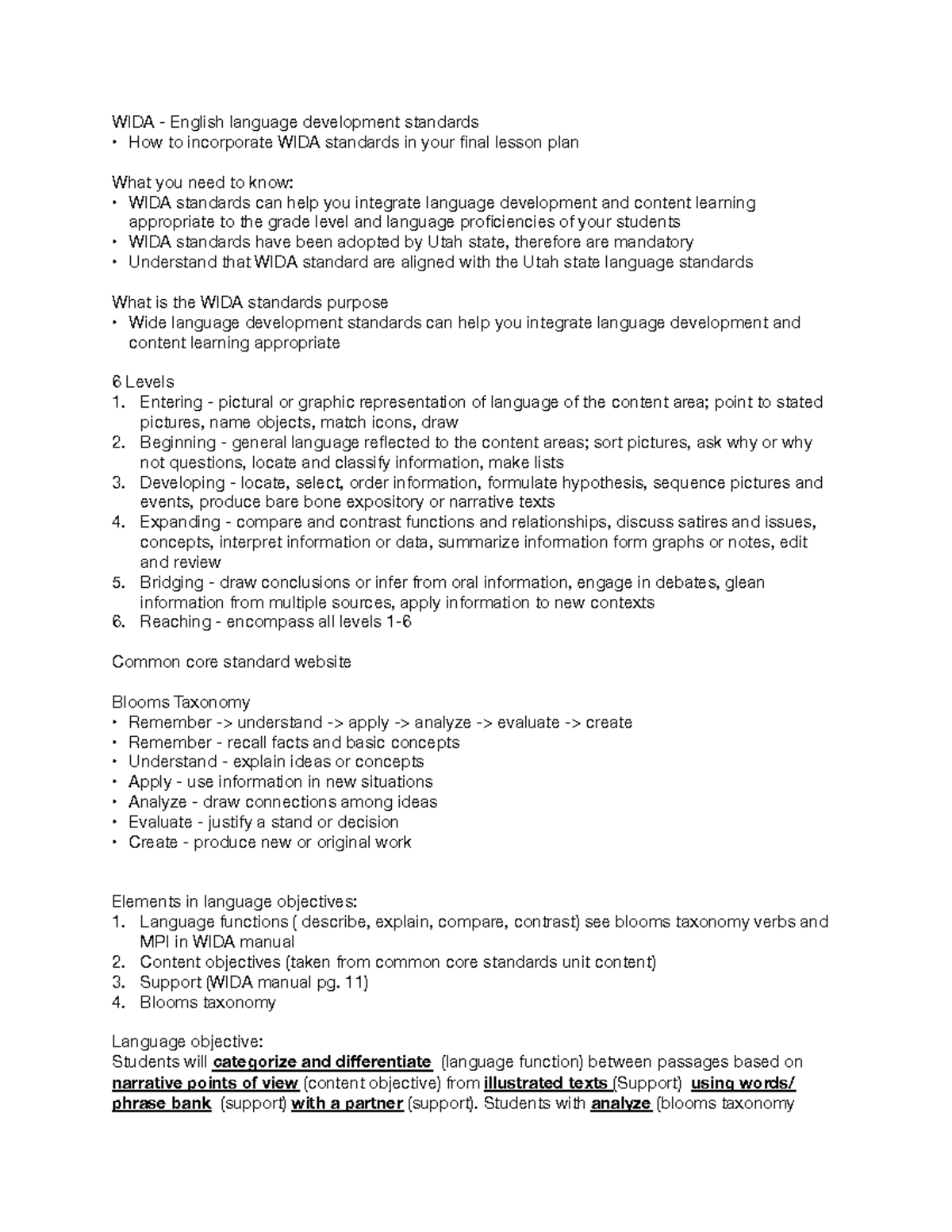 WIDA Standards Notes - WIDA - English language development standards ...