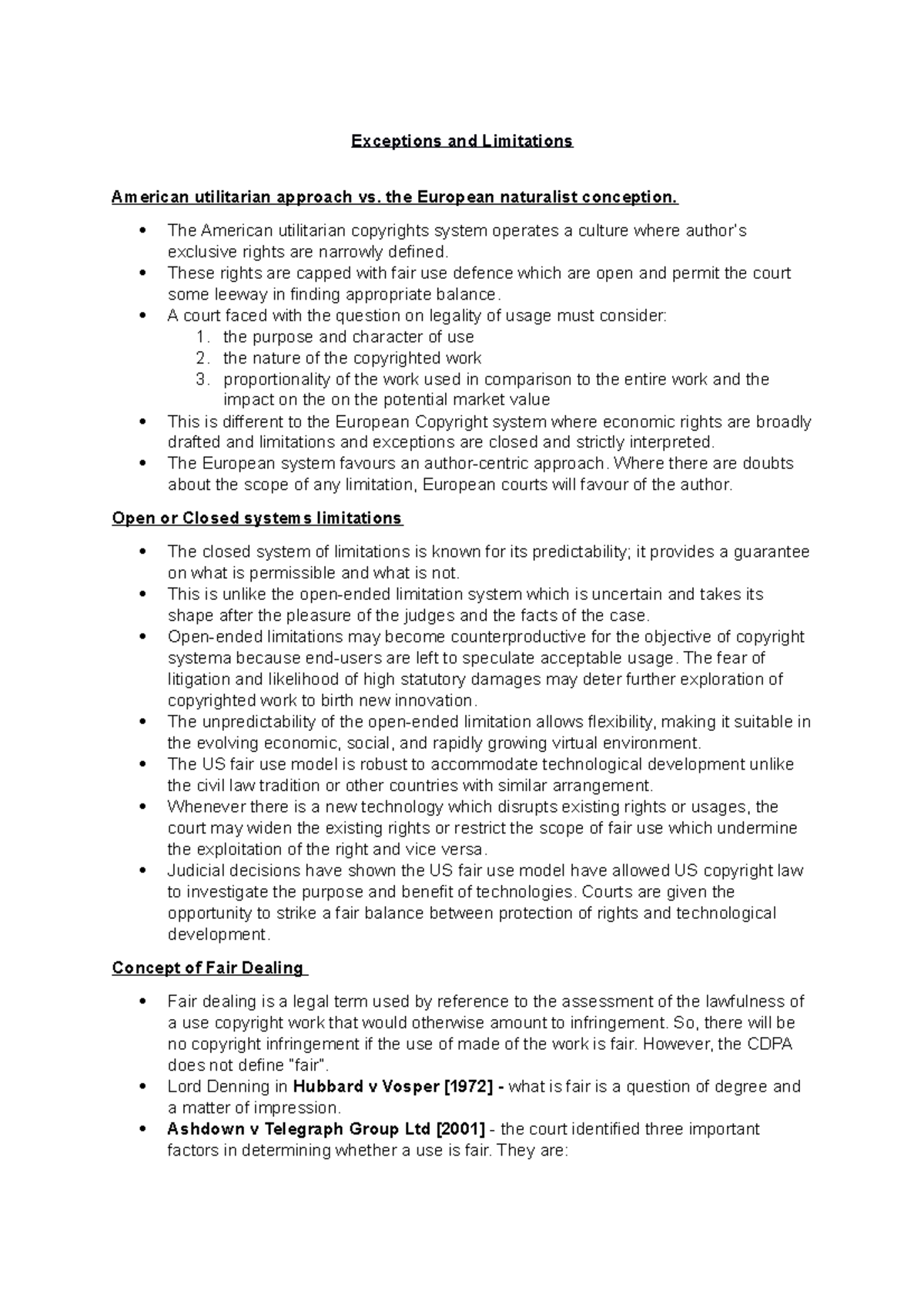 Exceptions and limitations of copyrights - Exceptions and Limitations ...