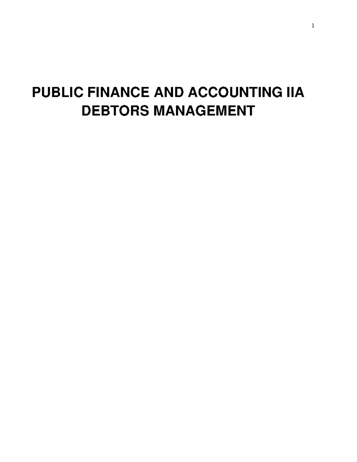 Debtors Management Lecture Notes 2022 - pfc216d - TUT - StuDocu