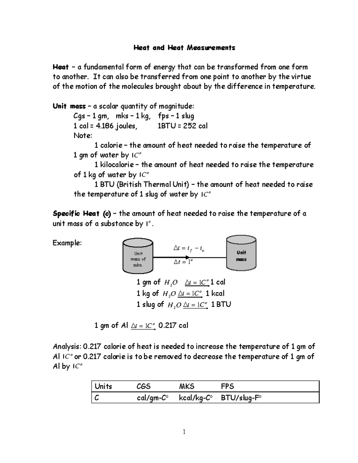 Heat and Heat Measurements Lecture - Heat and Heat Measurements Heat ...