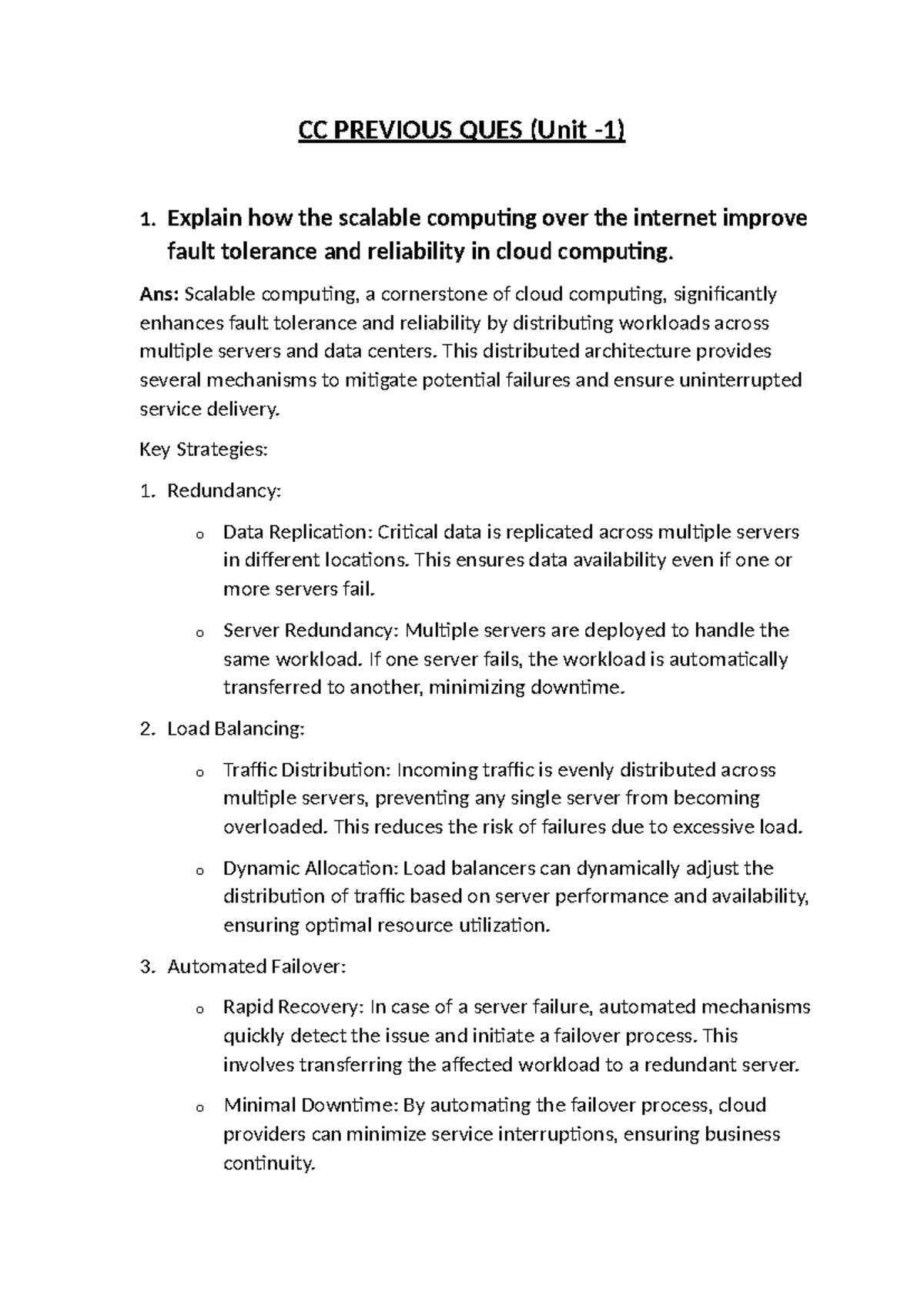 Cc Unit 1 Previous Ques Cc Previous Ques Unit 1 1 Explain How The Scalable Computing Over