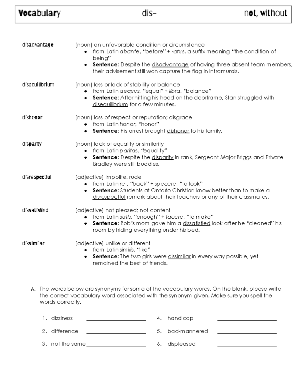 16. dis - Vocab - Studocu