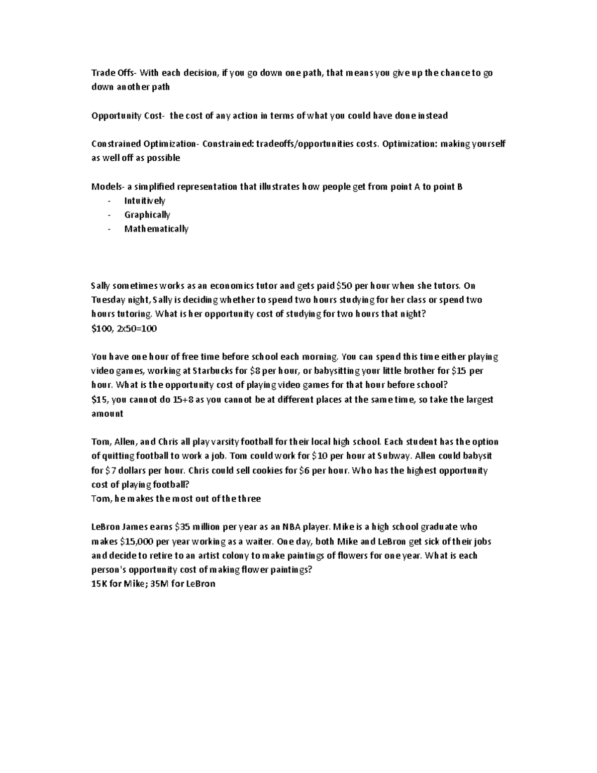 AP microeconomico 1.1 - Trade Offs- With each decision, if you go down ...