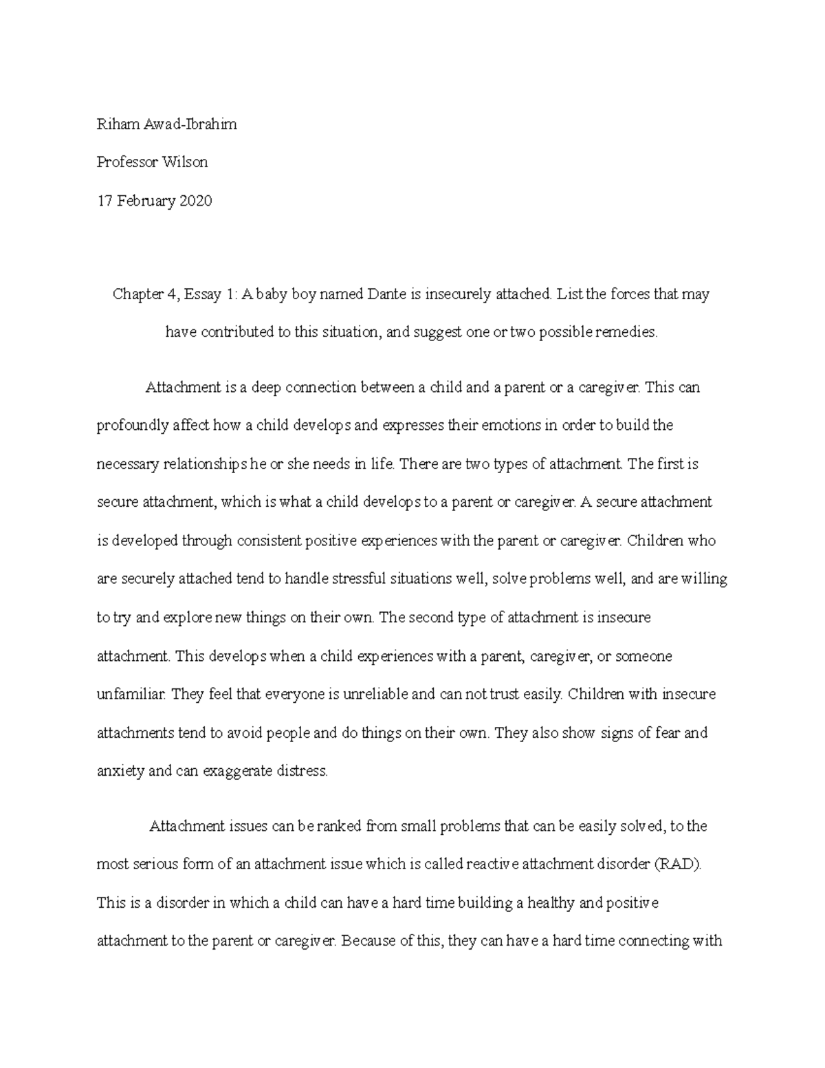 PSY 230- Insecure attachment style - Riham Awad-Ibrahim Professor ...