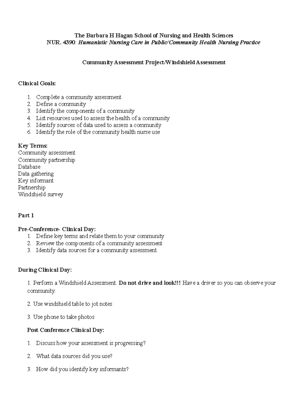 Windshield-Community Assessment-1 - The Barbara H Hagan School of ...