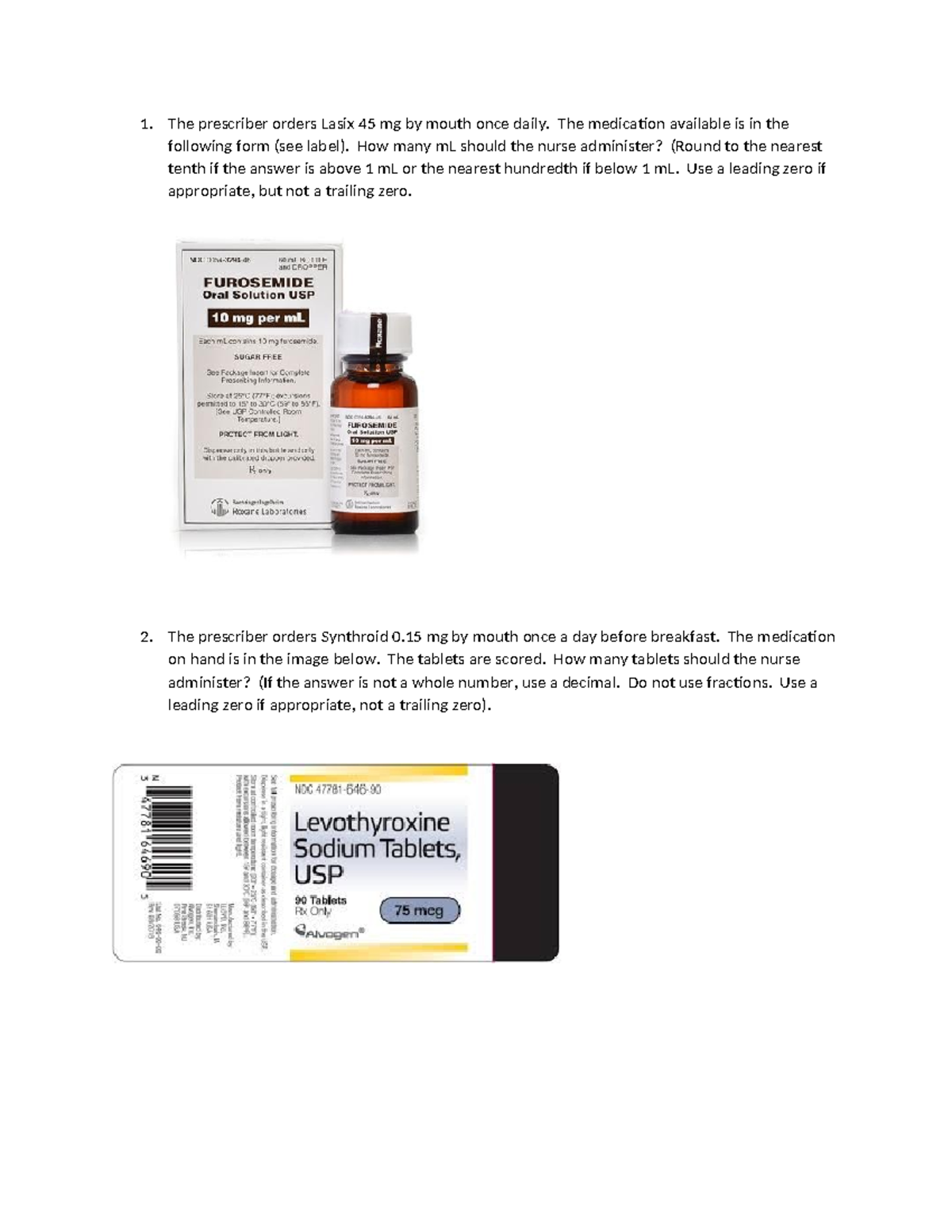 ATI Practice Proficiency Test - 1. The prescriber orders Lasix 45 mg by ...