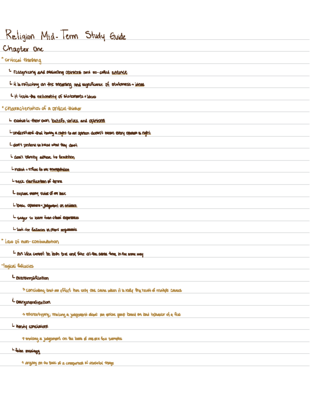 RLGN Notes - Study guide for tests and quizzes in RLGN 105 - Religion ...