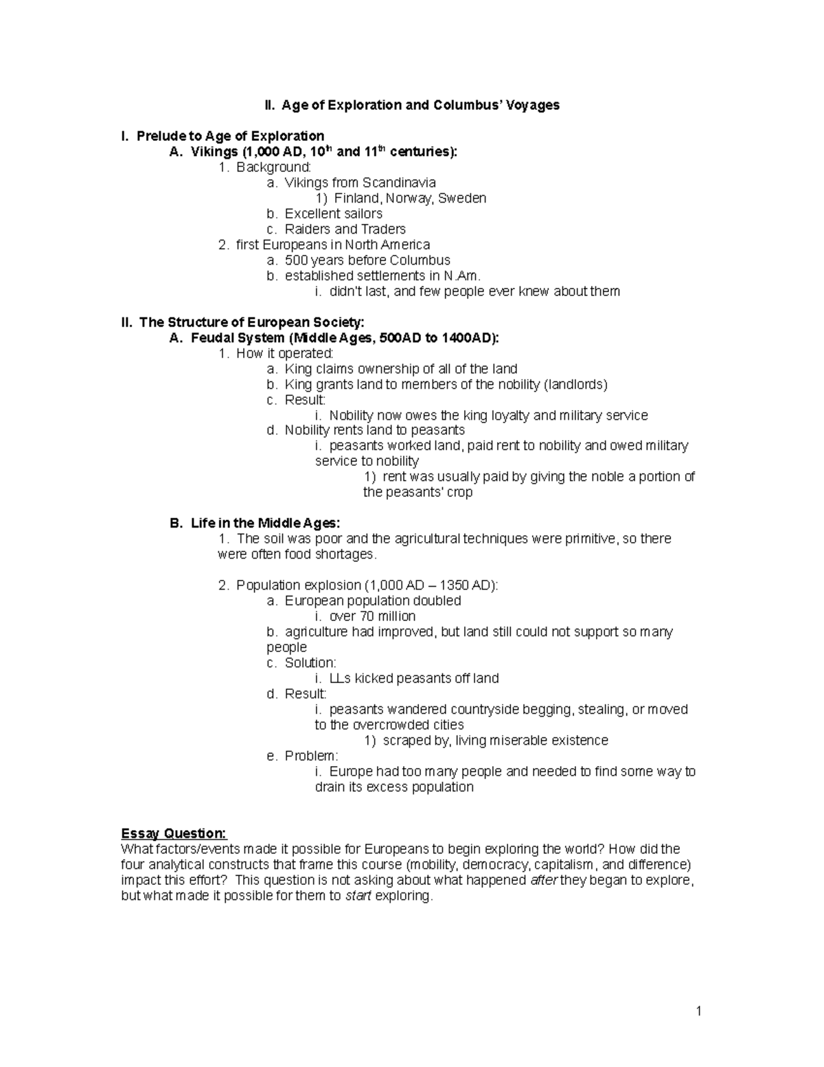 2.1 Age of Discovery and Columbus (Current Outln) - II. Age of ...