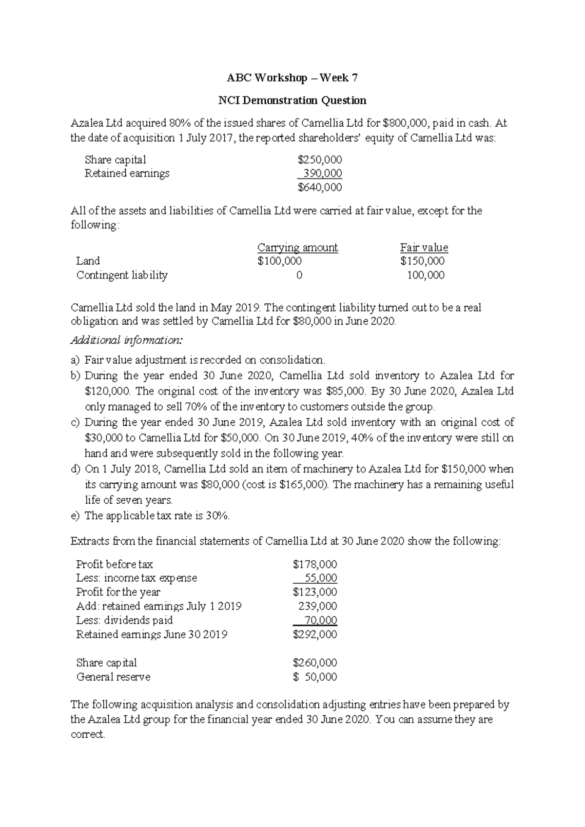 ABC Workshop-Week 7 Demonstration Question (NCI) - ABC Workshop – Week ...