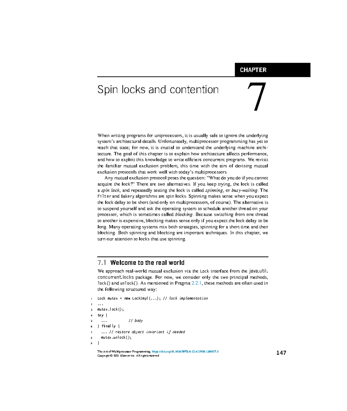 Chap7&8 - reference we follow - 7 CHAPTER Spin locks and contention When writing programs for ...