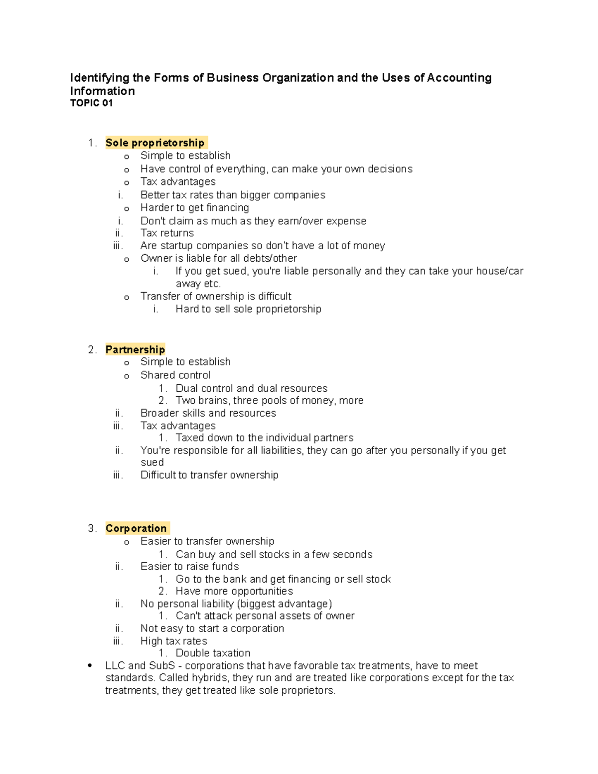 Accounting 240 Fundamentals of Accounting Notes - Identifying the Forms ...