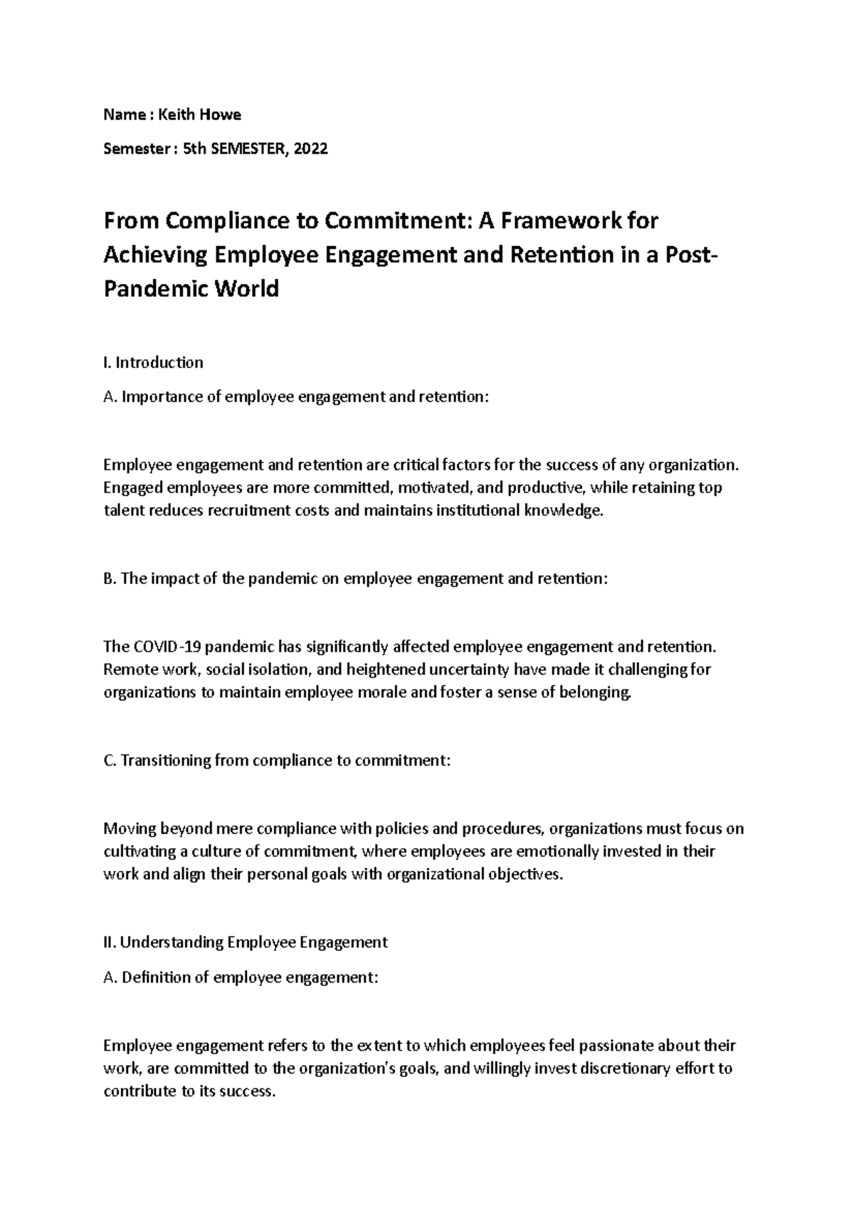 From Compliance to Commitment A Framework for Achieving Employee ...