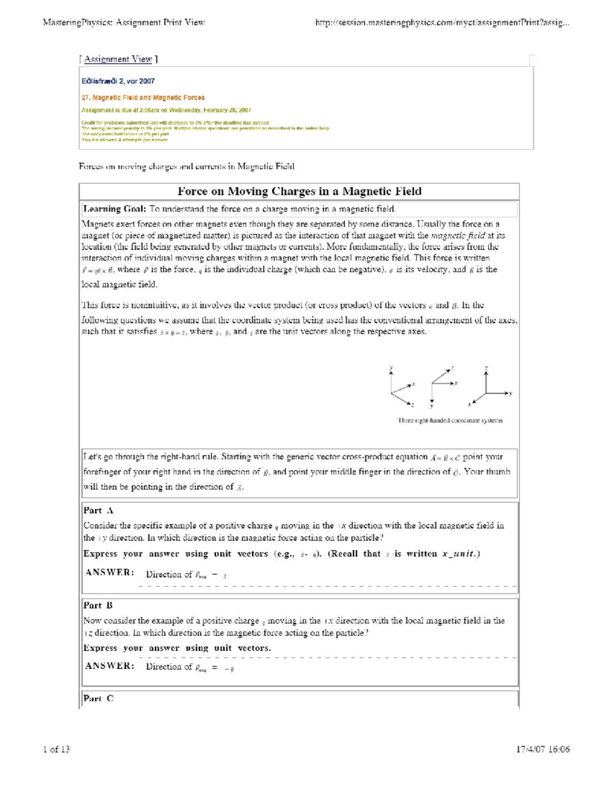 Magnetic fieldss quiz - important - Integral Calculus - Studocu