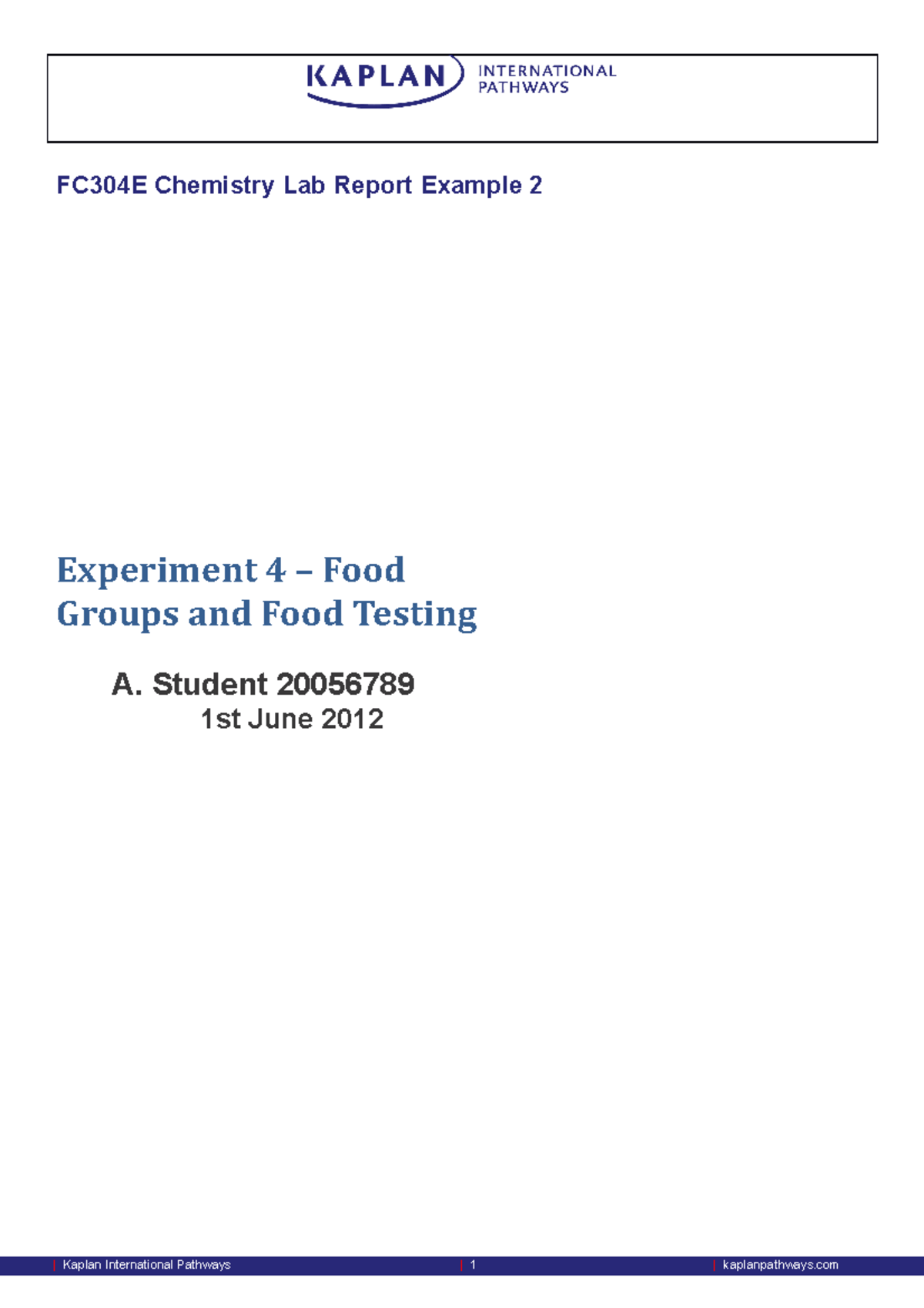 6.2.3 Chemistry Lab Report Example 2 - FC304E Chemistry Lab Report ...