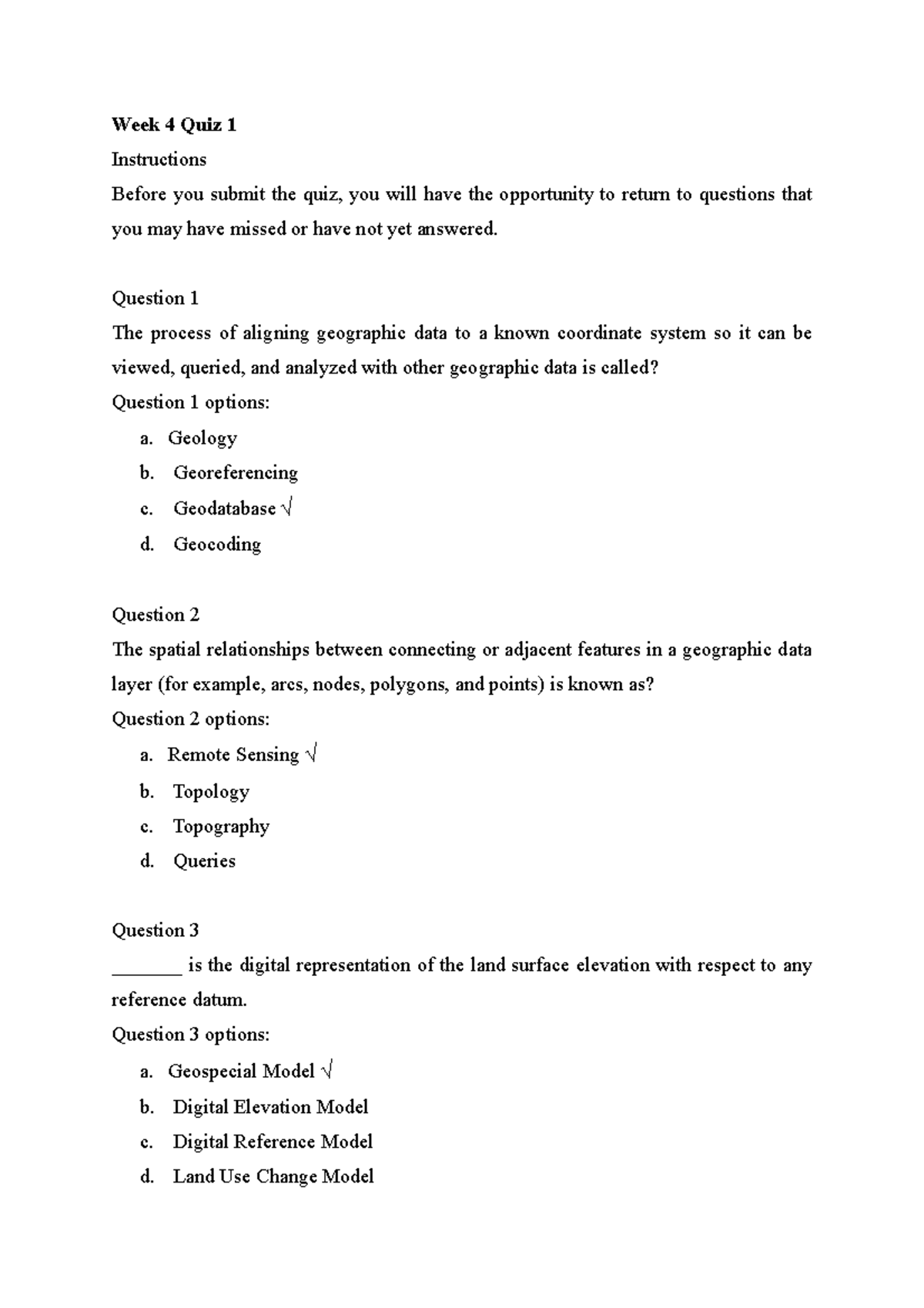Week 4 Quiz 1 Concepts of GIS and Remote Sensing in Environmental ...