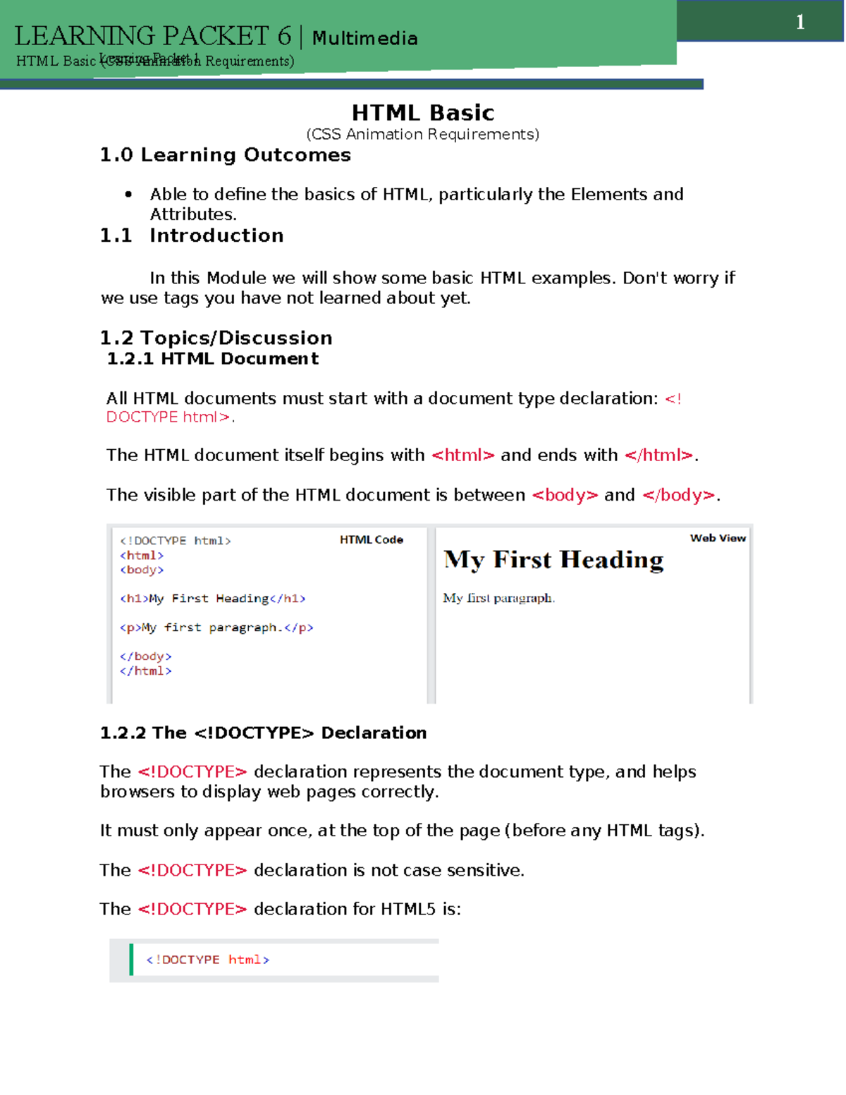 Packet 6 Lecture Html Basic Css Animation Requirements Copy Html Basic Css Animation