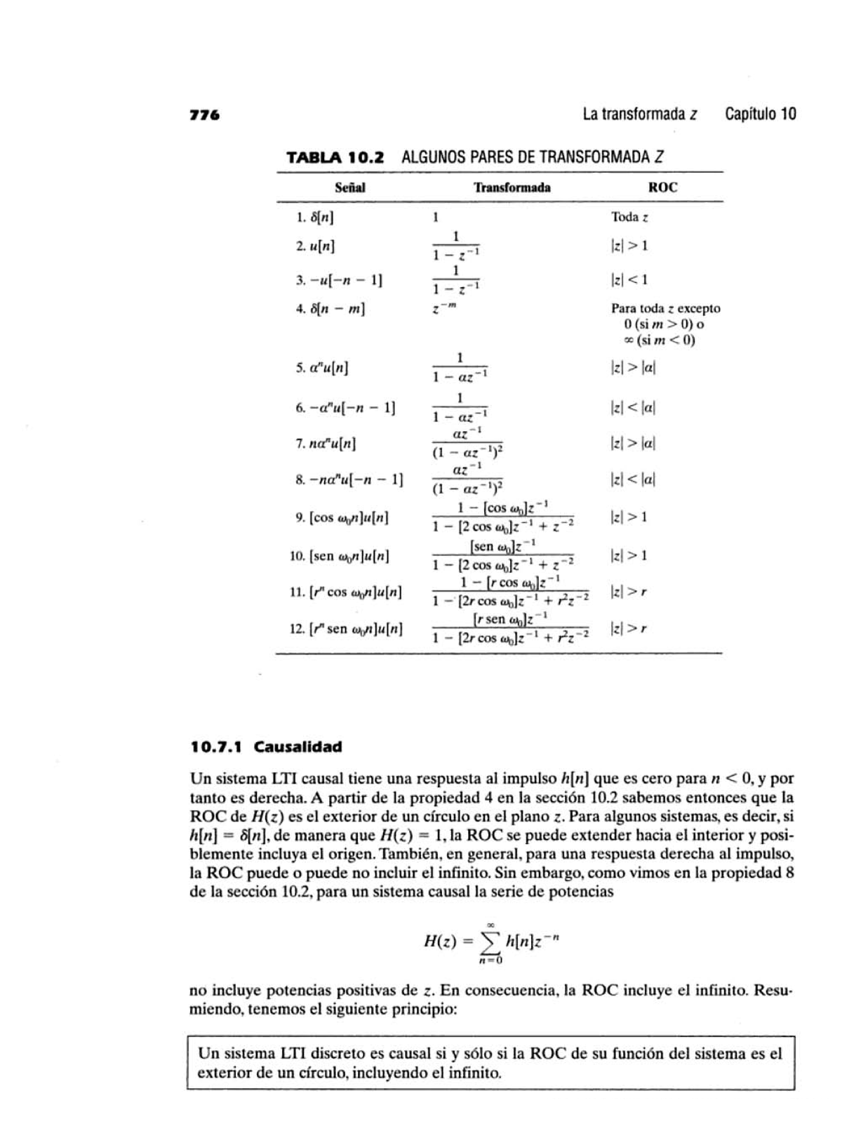 Tabla de Transformadas Z - 77. la transformada 1 Capítulo 10 TABLA 10 ...