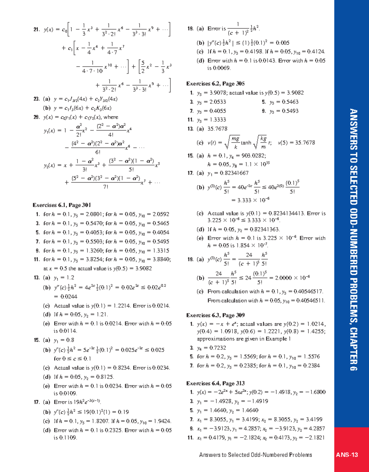 Advanced Engineering Mathematics - Answers to Selected Odd-Numbered Problems ANS- ANSWERS TO ...
