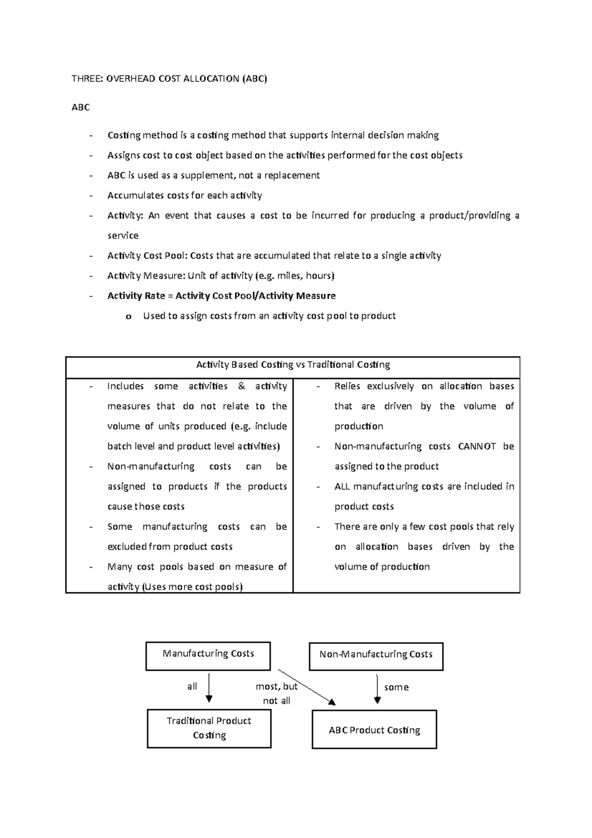 03 ABC - notes - THREE: OVERHEAD COST ALLOCATION (ABC) ABC - Costing ...