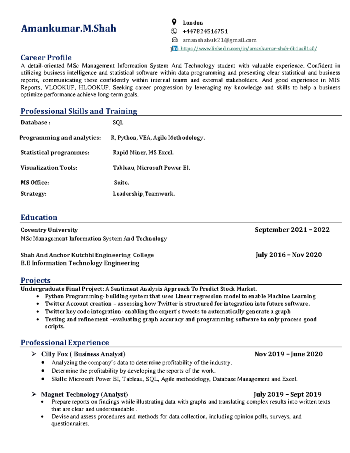 BA hello fresh resume - it is very useful for me - s: Amankumar.M ...