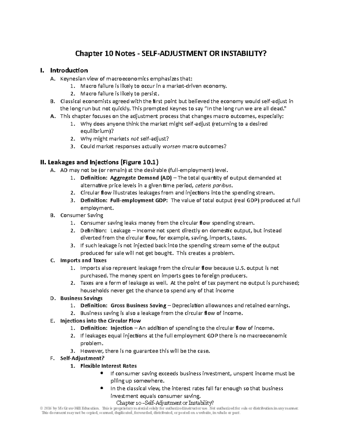 Chapter 10 Notes Accessible - Chapter 10 Notes - SELF-ADJUSTMENT OR ...
