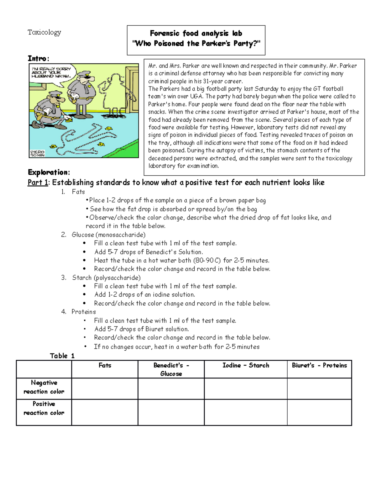 Forensic Food Analysis Lab - Toxicology Intro: Exploration: Part 1 ...