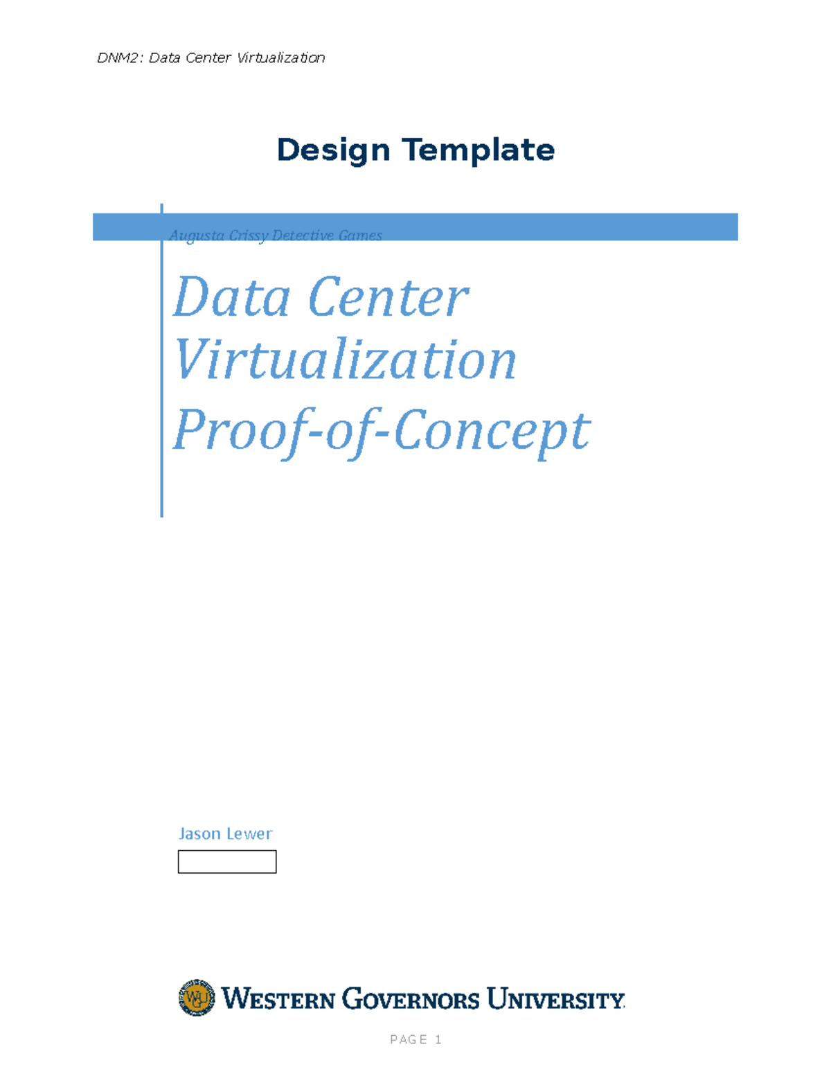 Data center virtualization POC - DNM2: Data Center Virtualization ...