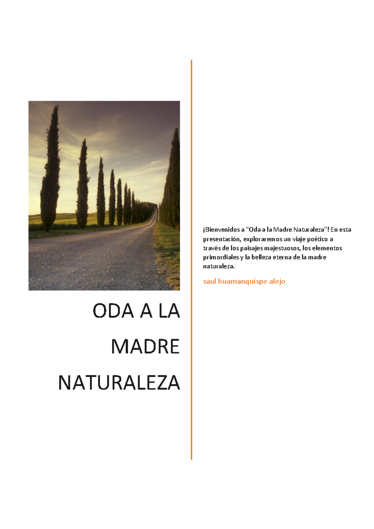 ODA A LA Madre Naturaleza de Saul Huamanquispe Alejo - ODA A LA MADRE ...