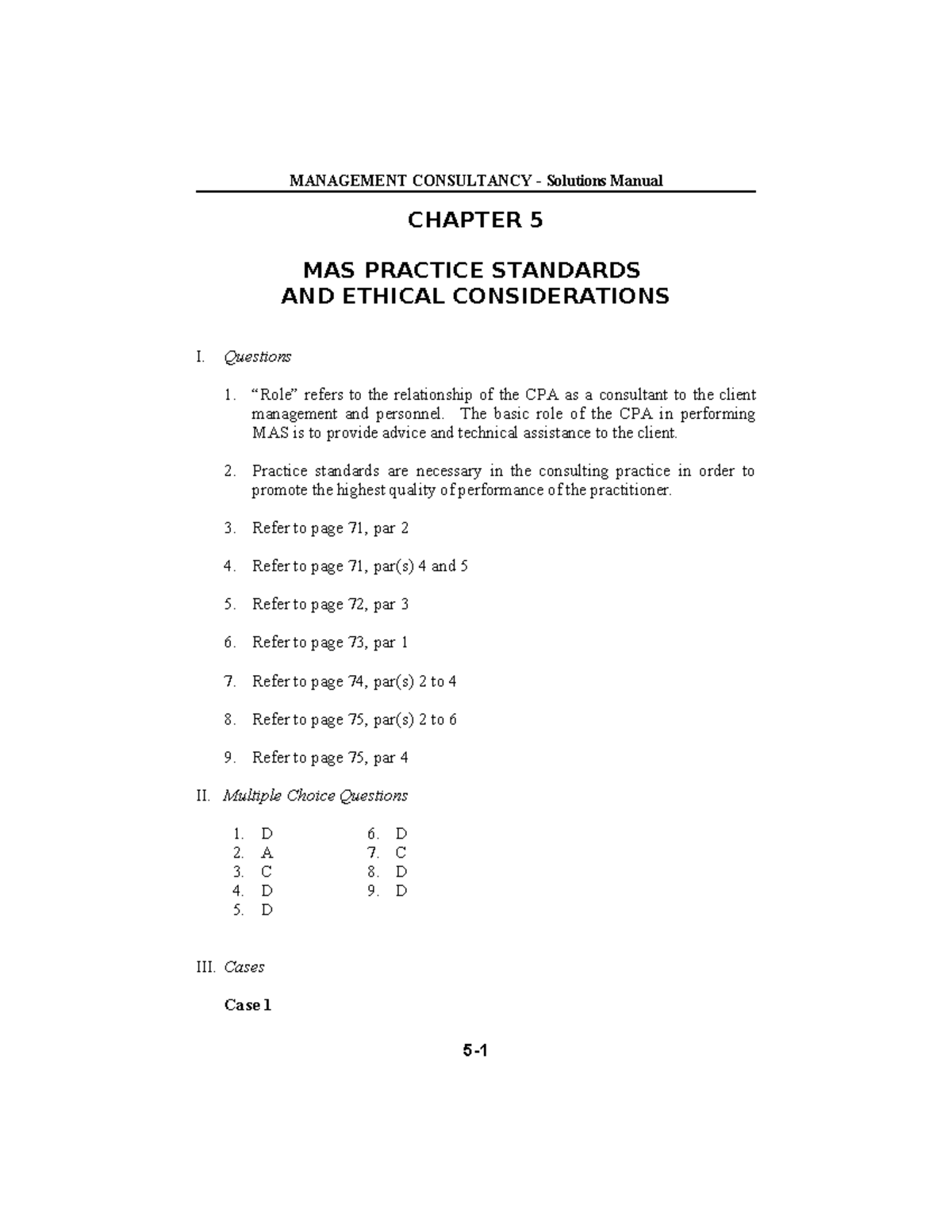Scribd - rbsvs - MANAGEMENT CONSULTANCY - Solutions Manual CHAPTER 5 MAS PRACTICE STANDARDS AND ...