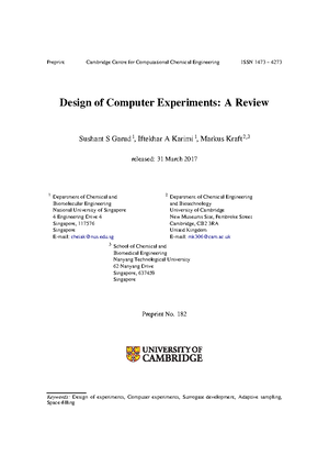 Design of computer experiments - edu 2 Department of Chemical ...