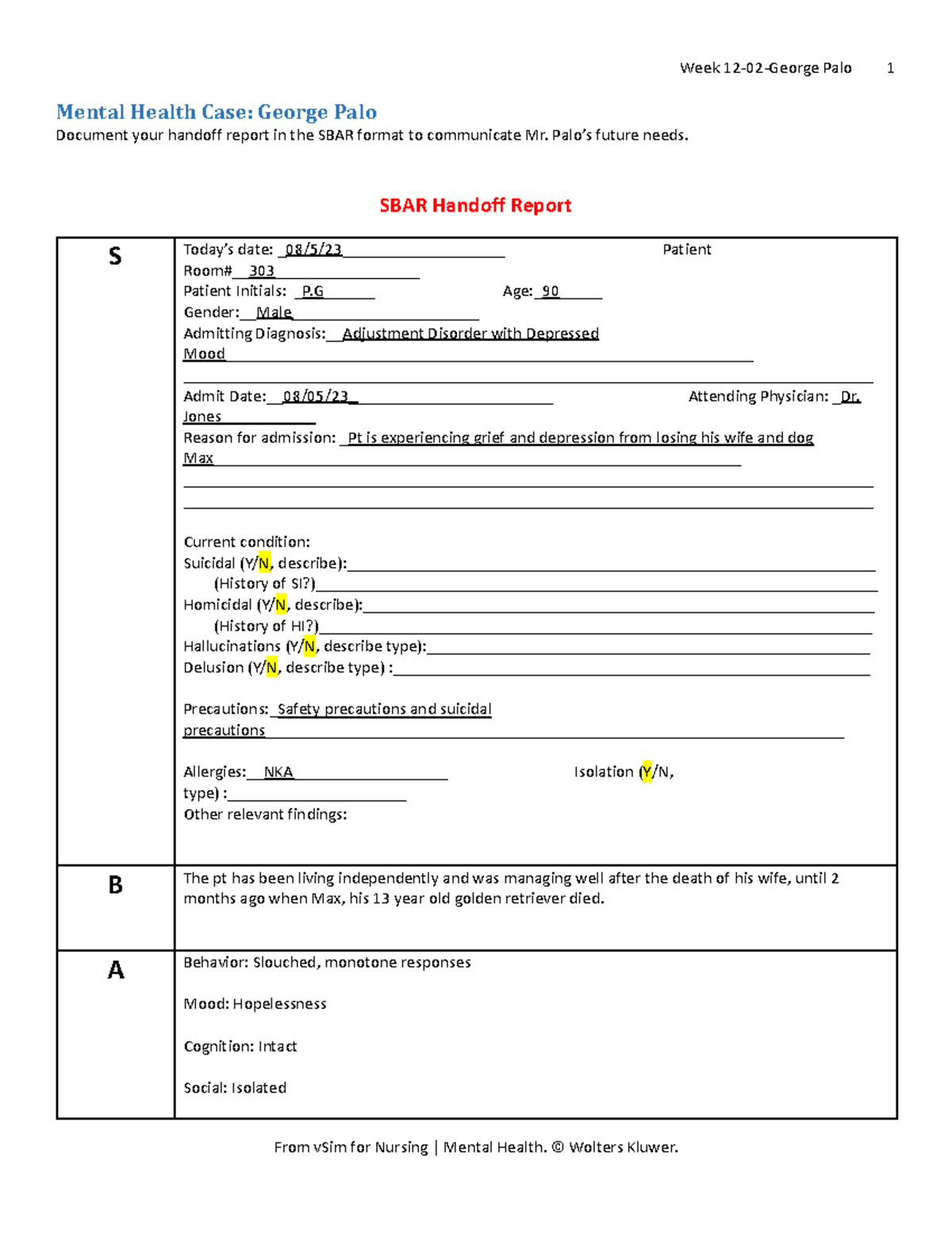 VSIM George Palo (Alzheimer's Disease) - 7 IIX ÂÃ ÁÃ I]gOI