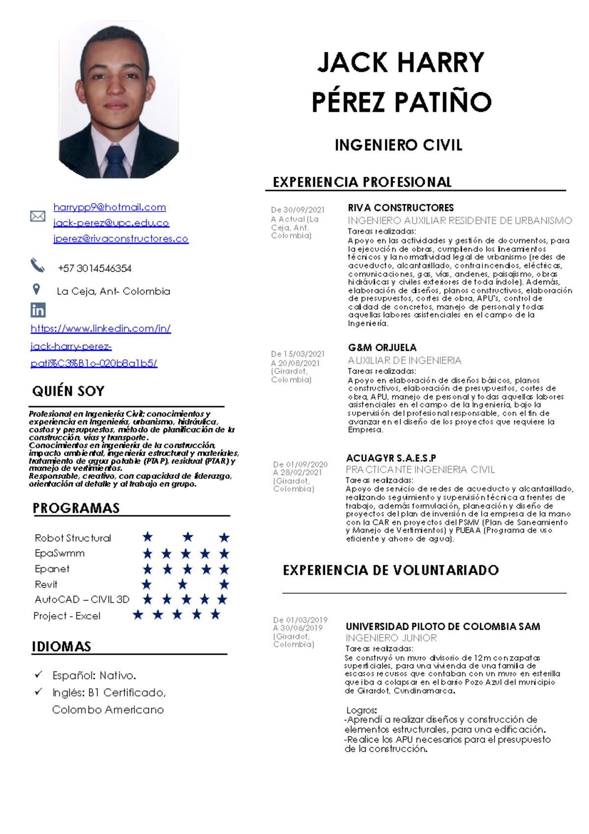 CV Jack Harry Pérez Patiño - JACK HARRY P.. PATI—O INGENIERO CIVIL ...