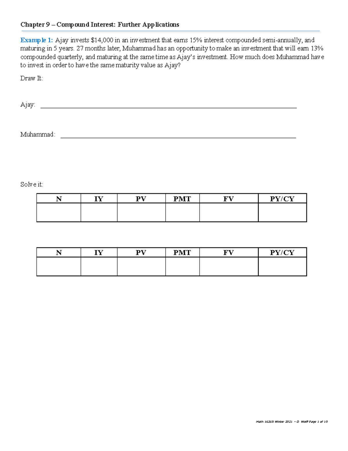 Week 9 Options and Unknown Payments - Chapter 9 – Compound Interest ...