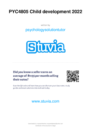 PYC4805 Ass 2 - PYC 4805 ASSIGNMENT 1 2023 - PYC4805: Assignment 2 (2023) “Today’s children and ...