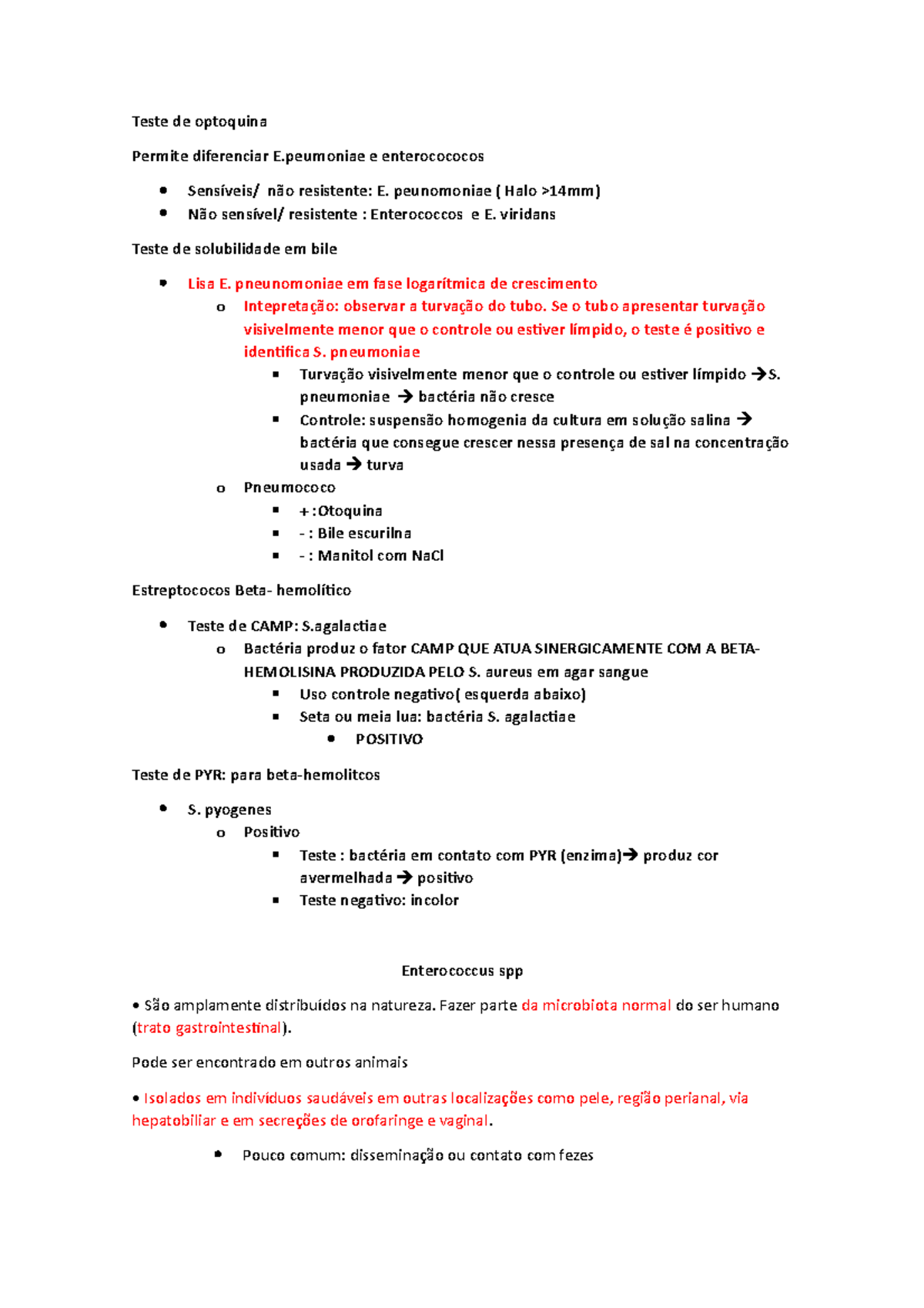 Teste de optoquina e resumo sobre enterococos - Teste de optoquina ...