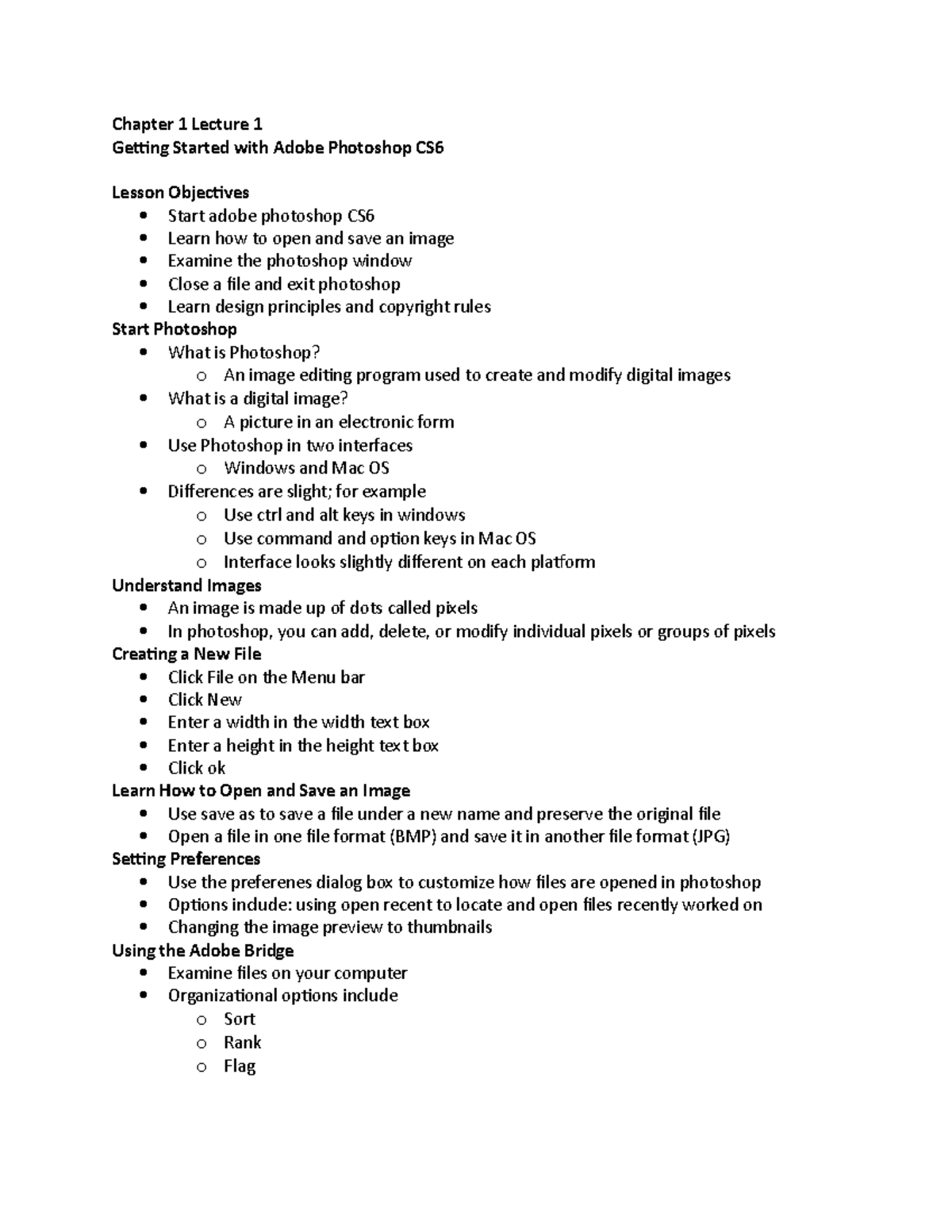 Chapter 1 Lecture 1 - Photoshop - Chapter 1 Lecture 1 Getting Started ...