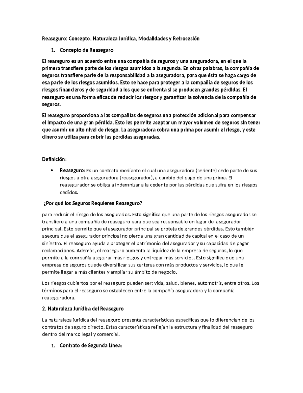 Reaseguro Concepto De Reaseguro El Reaseguro Es Un Acuerdo Entre Una 5974