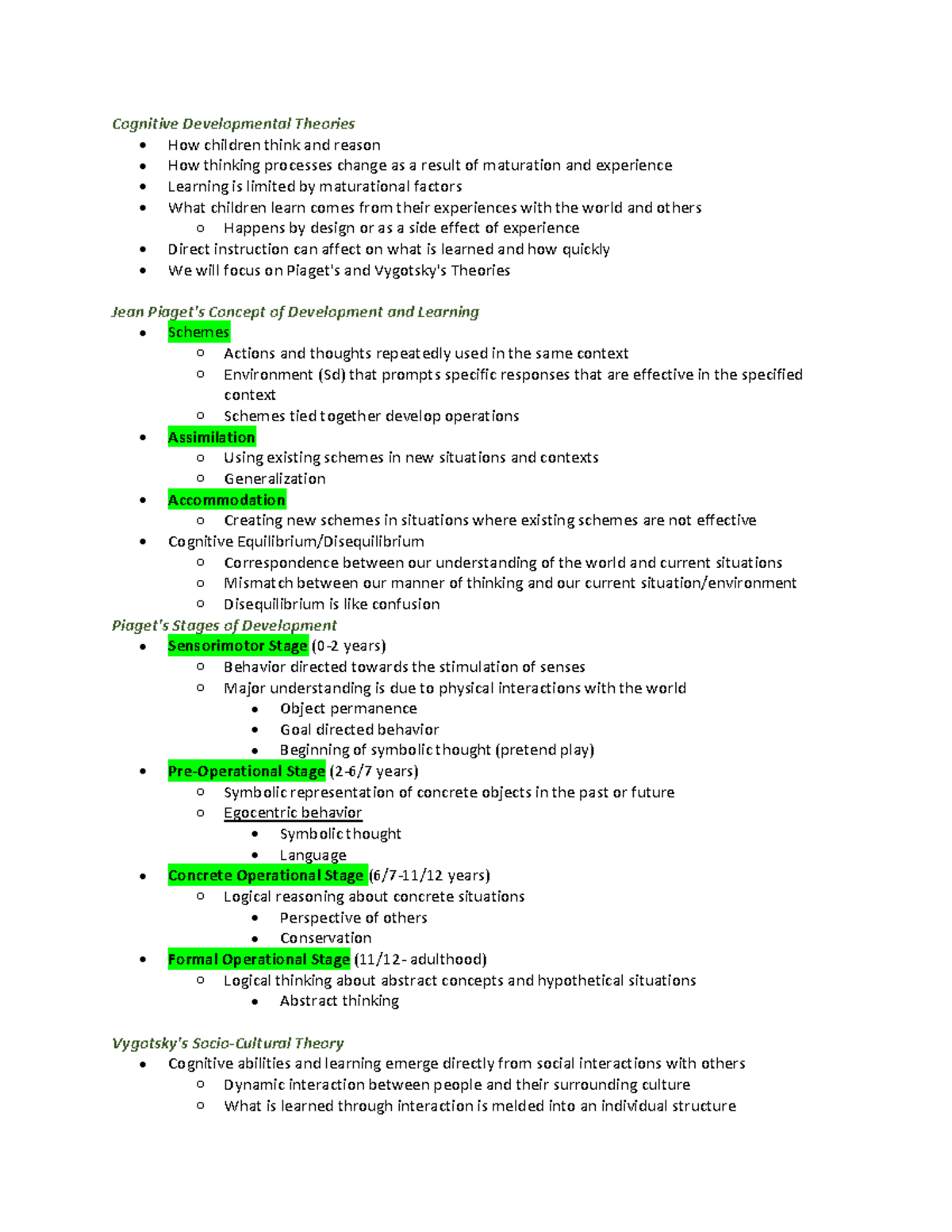 M2- Cognitive Theories of Learning - Cognitive Developmental Theories ...