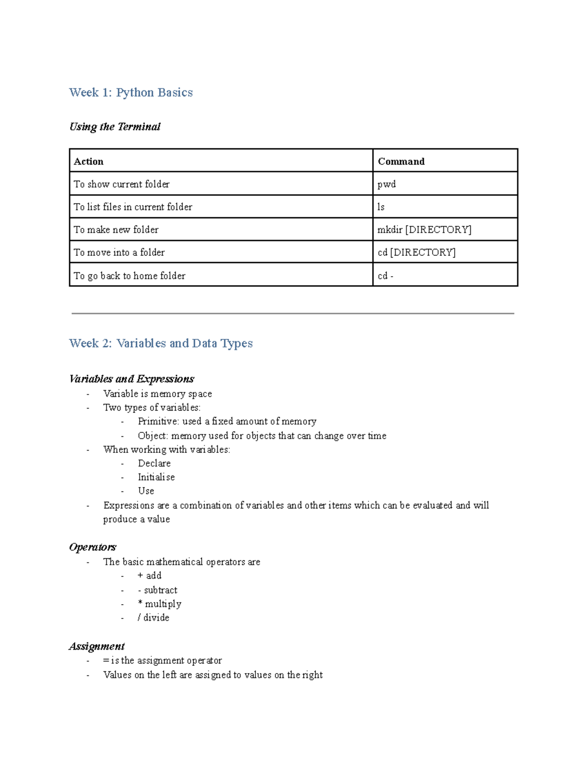 INFO1110 Topics - Week 1: Python Basics Using the Terminal Action ...