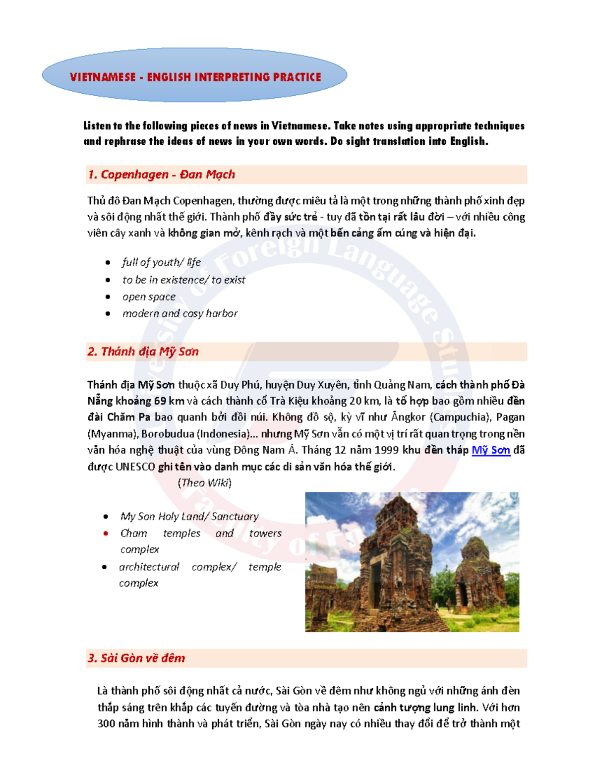 Interpreting 1 (Unit 2. VN-EN) - VIETNAMESE - ENGLISH INTERPRETING PRACTICE Listen to the ...