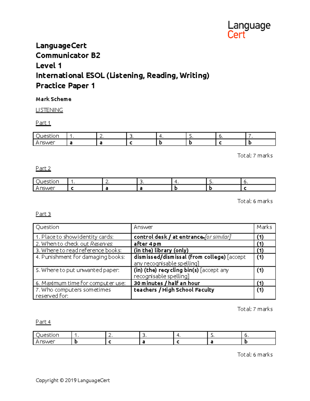 Language Cert PP1 B2 Iesol Ms - Copyright © 2019 LanguageCert ...