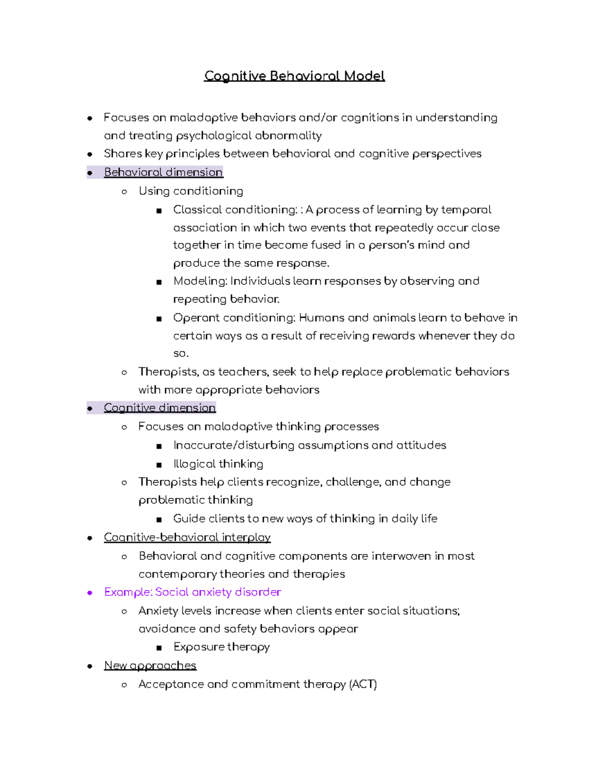 Cognitive Behavioral Model - Modeling: Individuals learn responses by ...