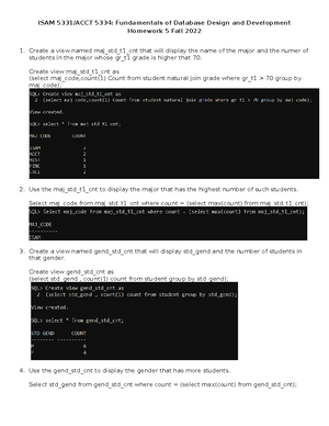 ISAM5331 533 Homework - ISAM 5331/ACCT 5334: Fundamentals of Database Design and Development ...